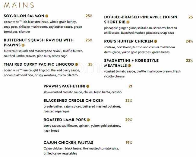 Menu at Cactus Club Cafe, Surrey, 32 Ave