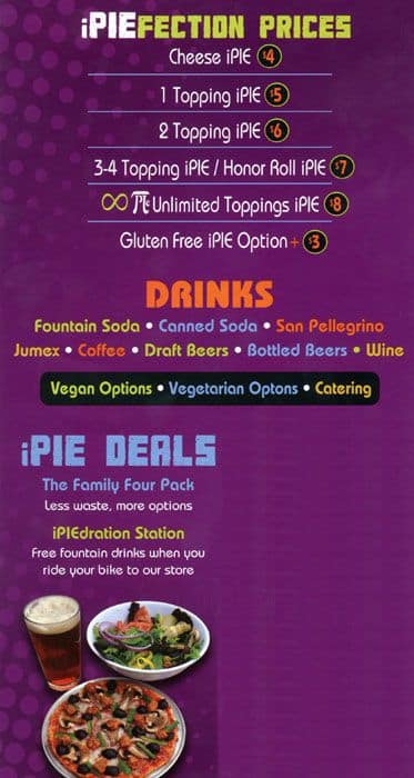 Menu at Infinitus Pie restaurant, Broomfield, 145 Nickel St
