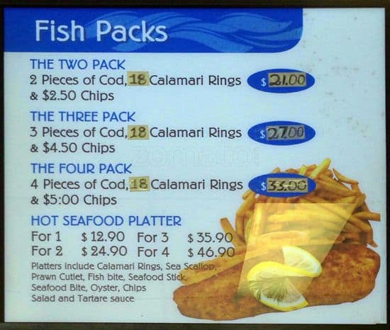 Menu at Atlantis seafood fast food, Strathpine