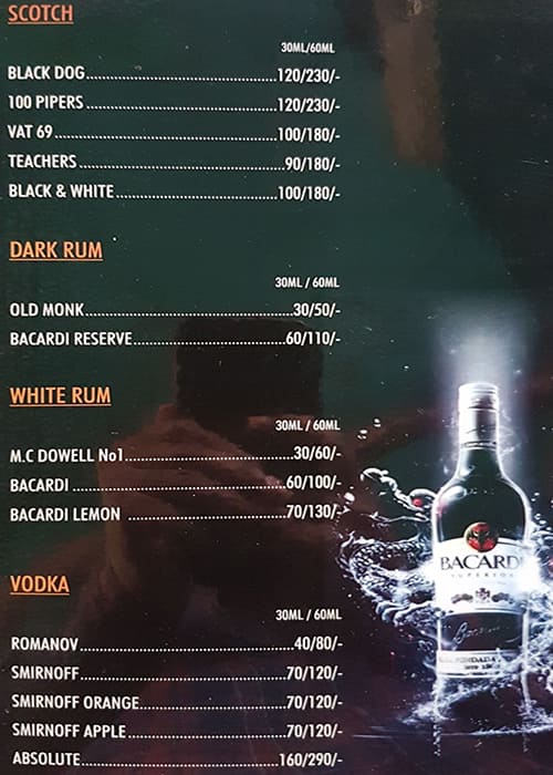 Menu of Swagat 2 Bar And Restaurant, Calangute, Goa