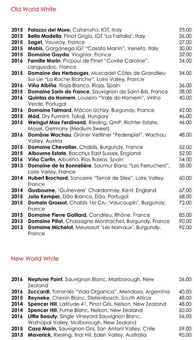 Menu at Chamberlain's of London pub & bar, London