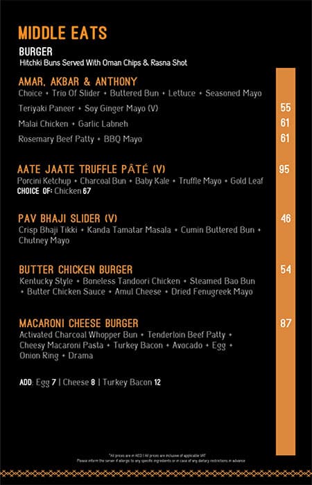 Menu at Hitchki restaurant, Dubai
