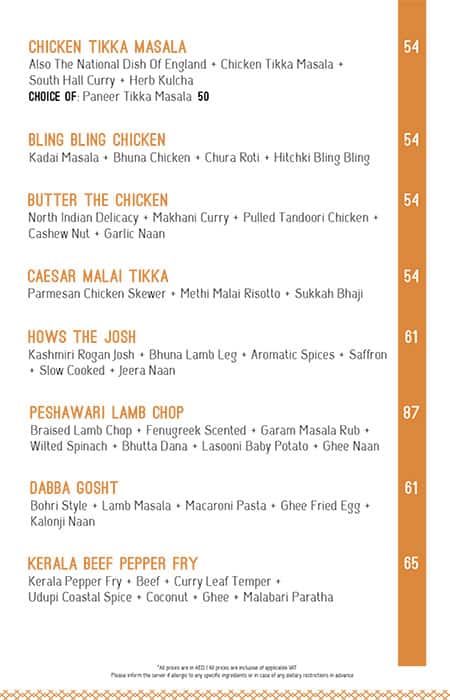 Menu at Hitchki restaurant, Dubai