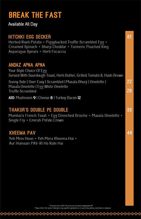 Menu at Hitchki restaurant, Dubai