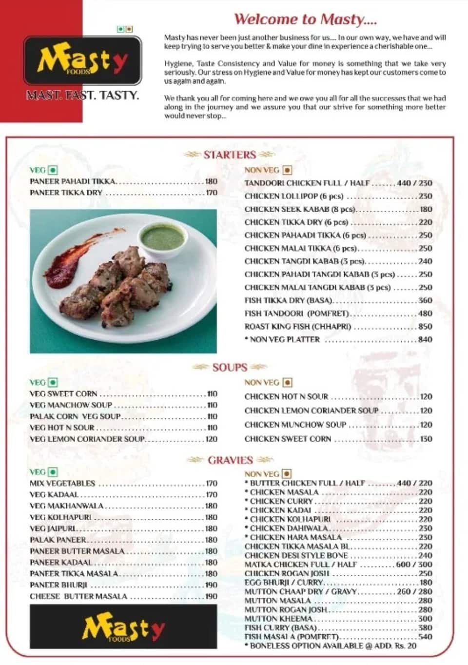 Menu of Masty, Satellite, Ahmedabad