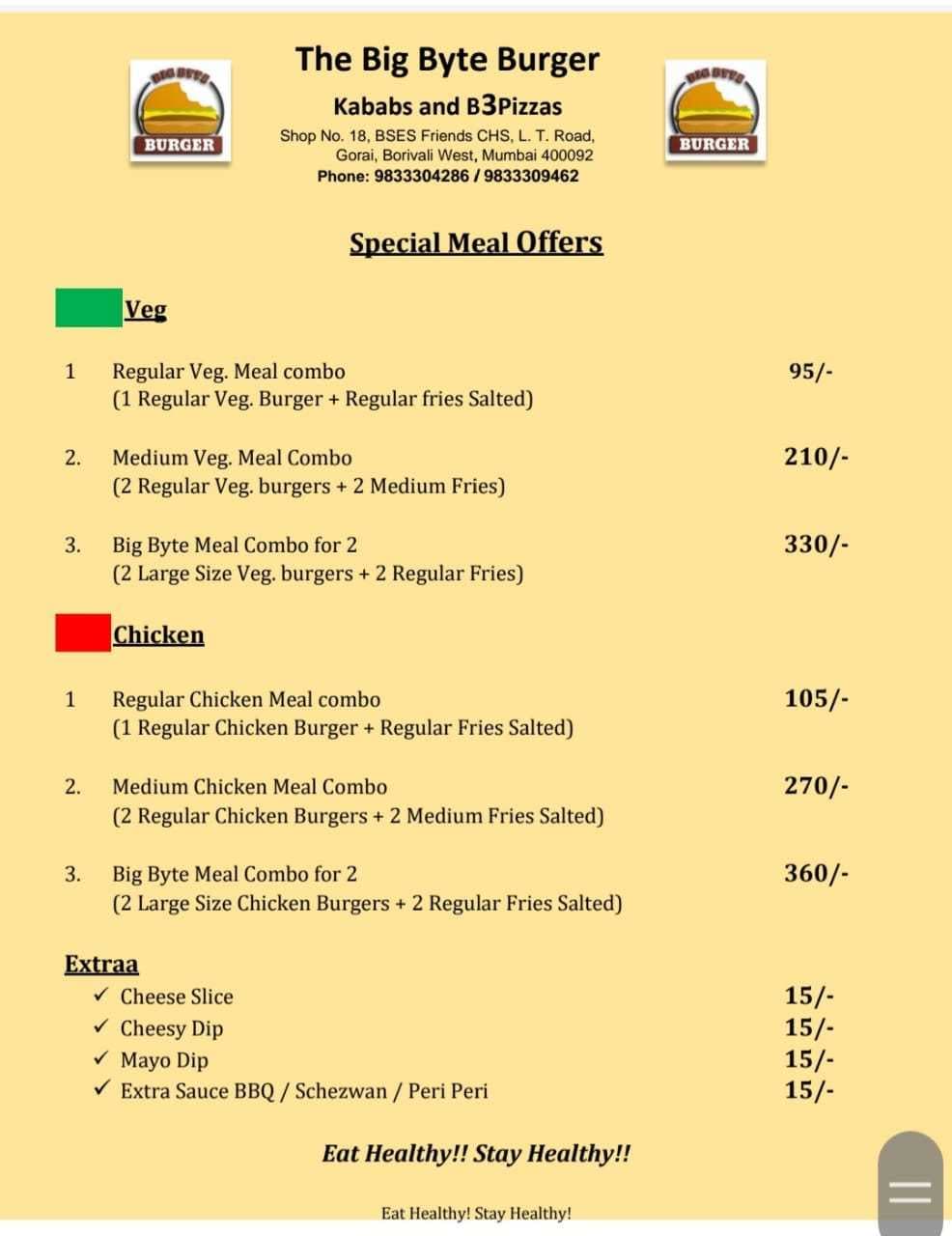 Menu at The Big Byte Burger, Mumbai