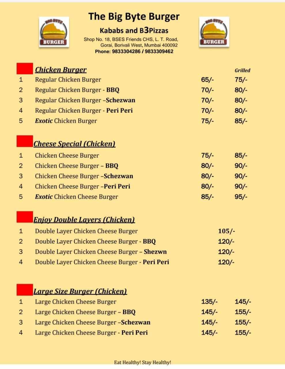 Menu at The Big Byte Burger, Mumbai