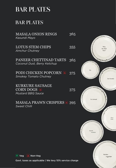 Menu of Quarter Plate By Chef Kunal Kapur, Hajipur, Noida