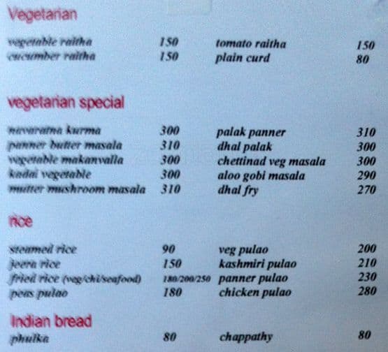 Menu at Cafe Le Pondichéry, Puducherry
