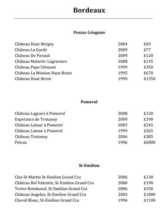 Menu at Hotel Savoy restaurant, London