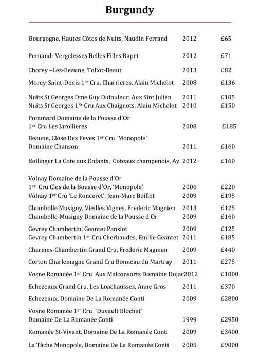 Menu at Hotel Savoy restaurant, London