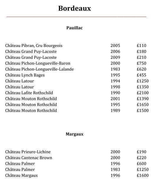 Menu at Hotel Savoy restaurant, London