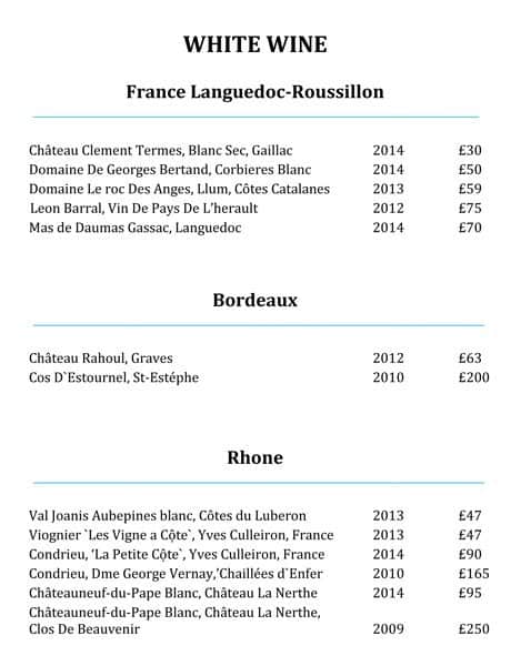 Menu at Hotel Savoy restaurant, London