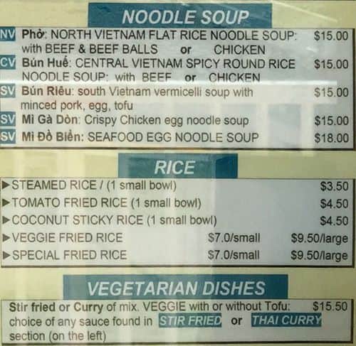 Menu at New Saigon Restaurant, Surfers Paradise