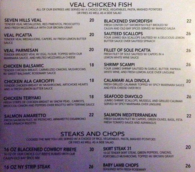 Menu at Cafe 31, West New York