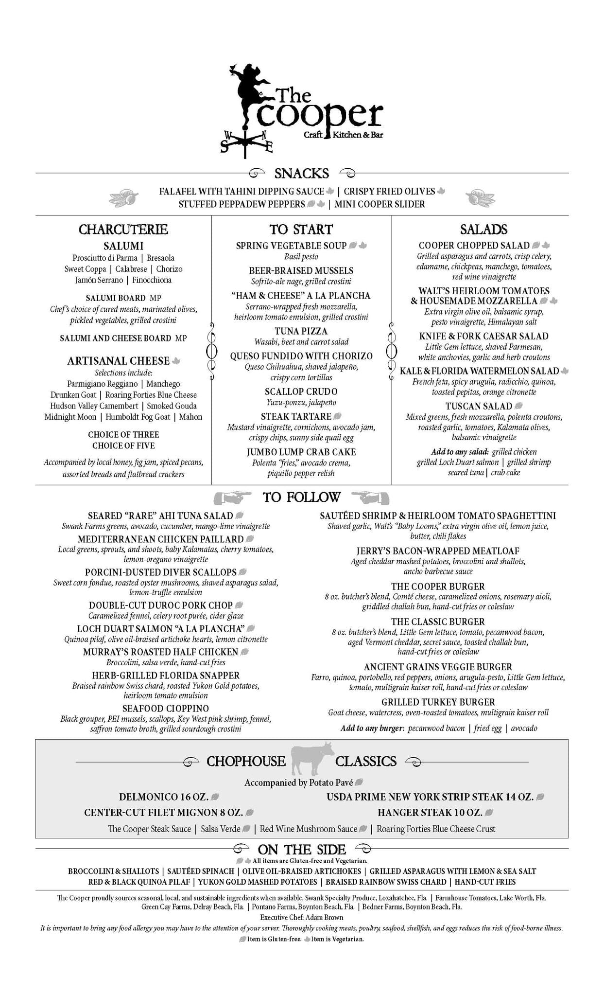 Menu at The Cooper pub & bar, Palm Beach Gardens