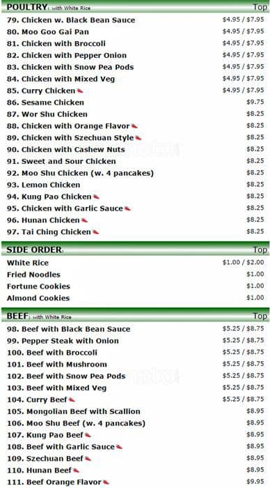 Menu at Happy Dragon Chinese Restaurant, Lexington, Newtown Pike
