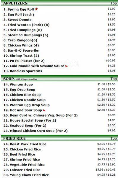 Menu at Happy Dragon Chinese Restaurant, Lexington, Newtown Pike