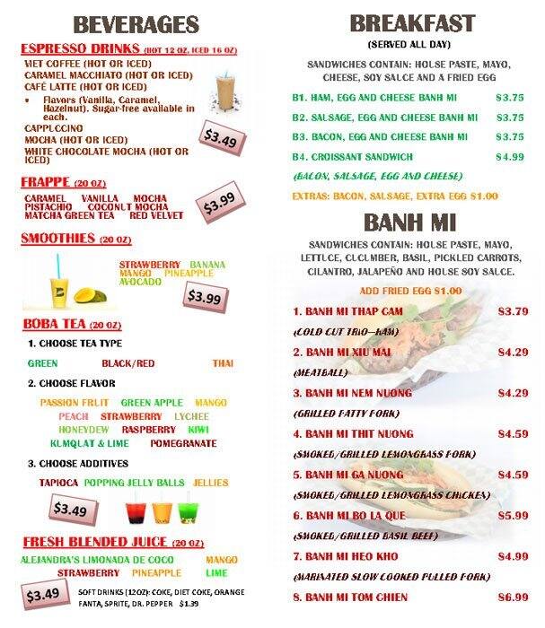 Banh Mi Houston Menu, Menu for Banh Mi Houston, Spring, Houston ...