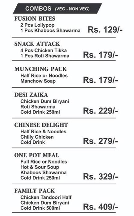 Menu at Hunger Point, Mumbai, MMC 8 1/3