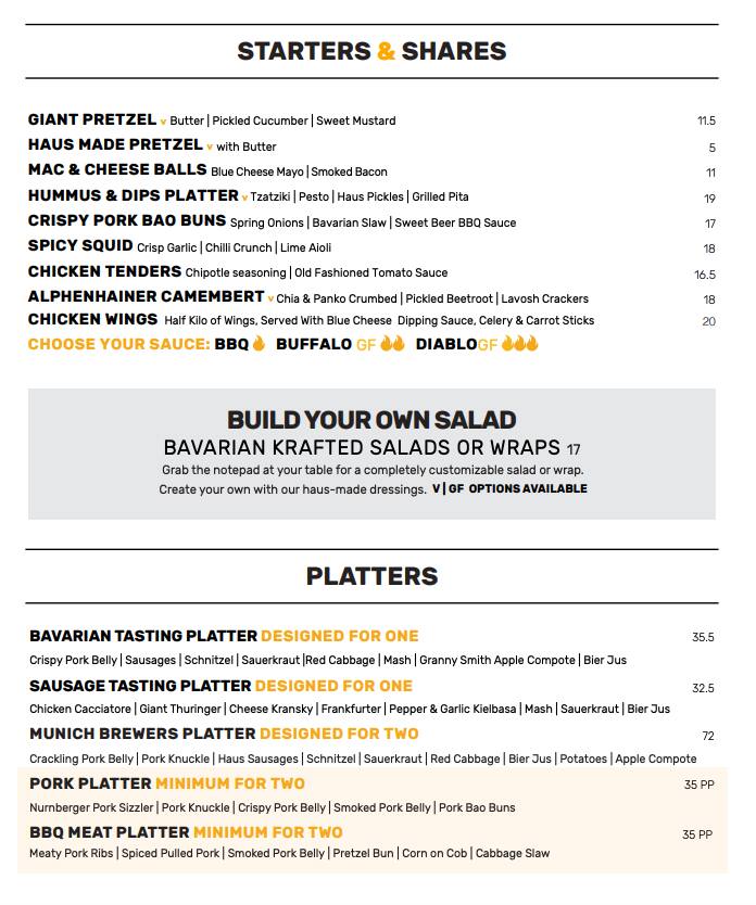 Menu at The Bavarian Sunshine Plaza - Permanently Closed restaurant ...