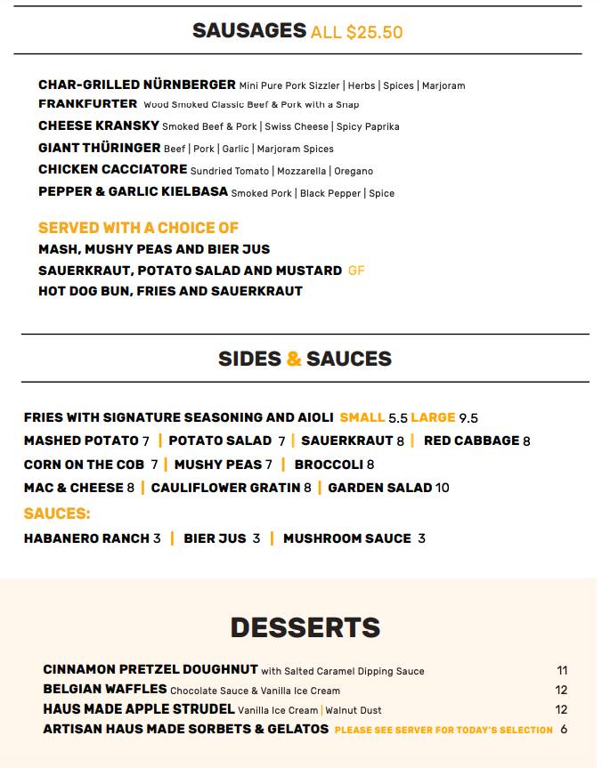 Menu at The Bavarian Sunshine Plaza - Permanently Closed restaurant ...