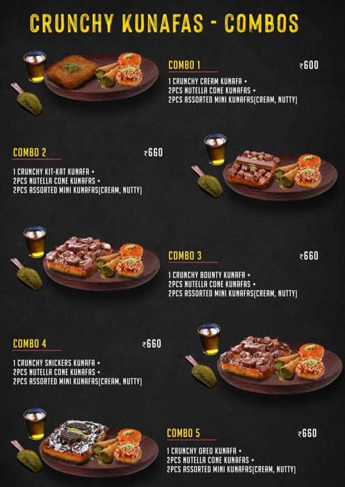 Menu at Kunafa World, Kochi