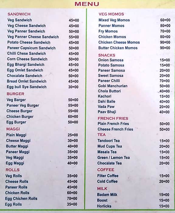 Menu of Juice Bunk, Electronic City, Bangalore