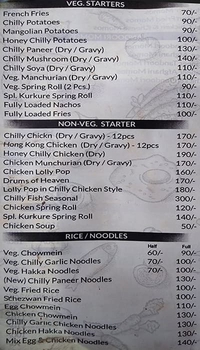 Menu of Red Dragon, Sector 14, Faridabad