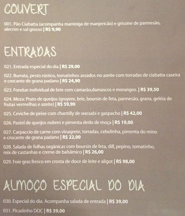 DOC Menu, Menu de DOC, Lago Sul, Brasília - Zomato Brasil
