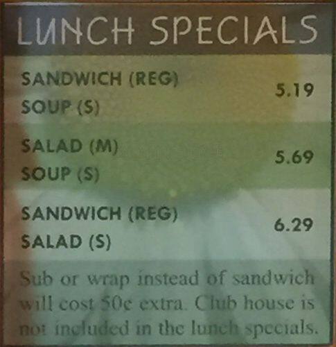 Menu at Jaspers Deli restaurant, Toronto