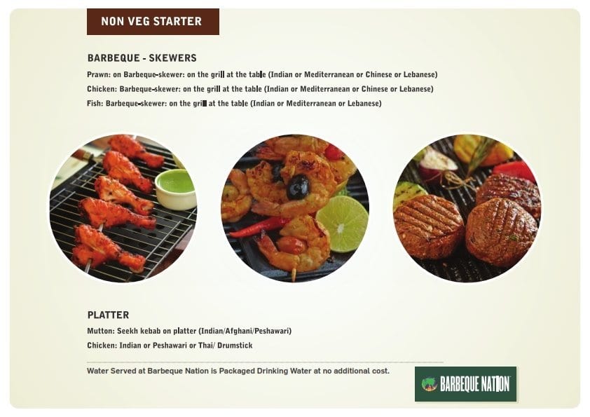 Menu at Barbeque Nation, Vadodara, R C Dutt Road