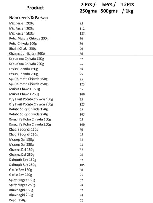 Menu at Karachi Sweets, Pune, 124