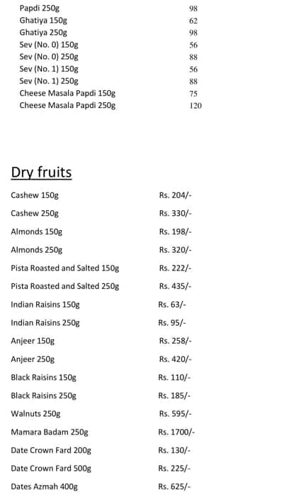 Menu at Karachi Sweets, Pune, 124