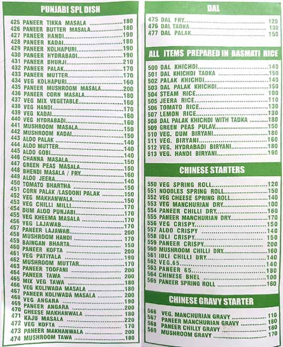 Menu of Udupi Fast Food, Mira Road, Mumbai