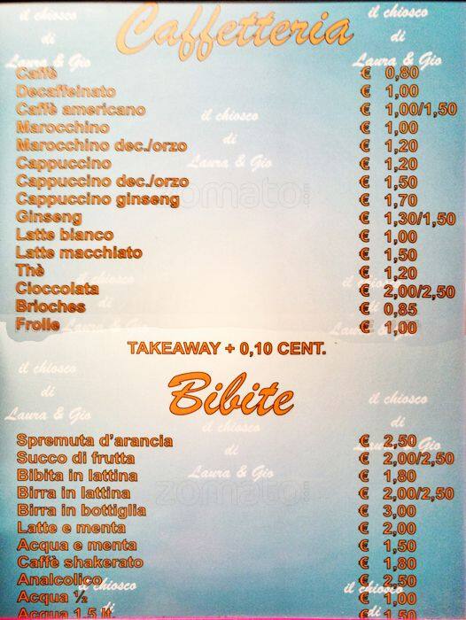 Chiosco Bocconi Menu, Menu untuk Chiosco Bocconi, Bocconi, Milano ...