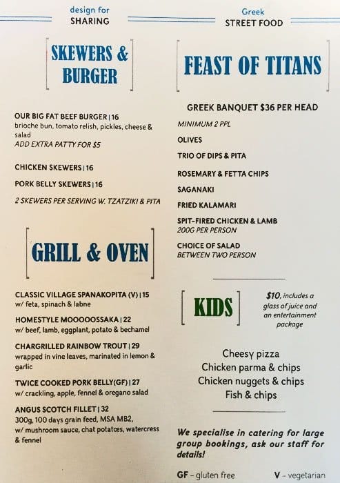 Menu at IONIO: Greek Charcoal BBQ, Doncaster