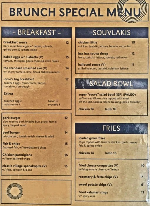 Menu at IONIO: Greek Charcoal BBQ, Doncaster