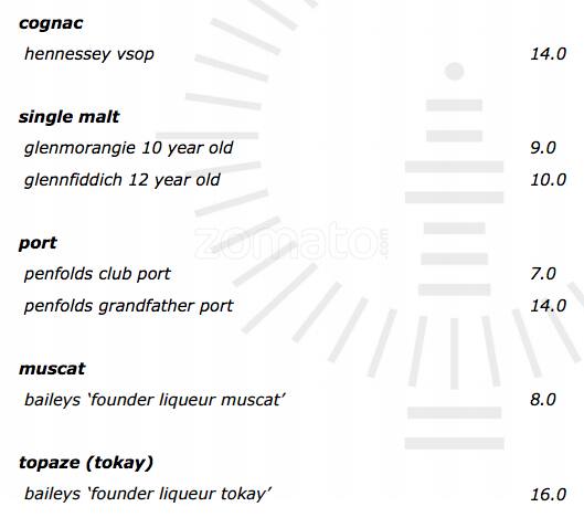 Menu at RACV Cape Schanck Resort restaurant, Cape Schanck