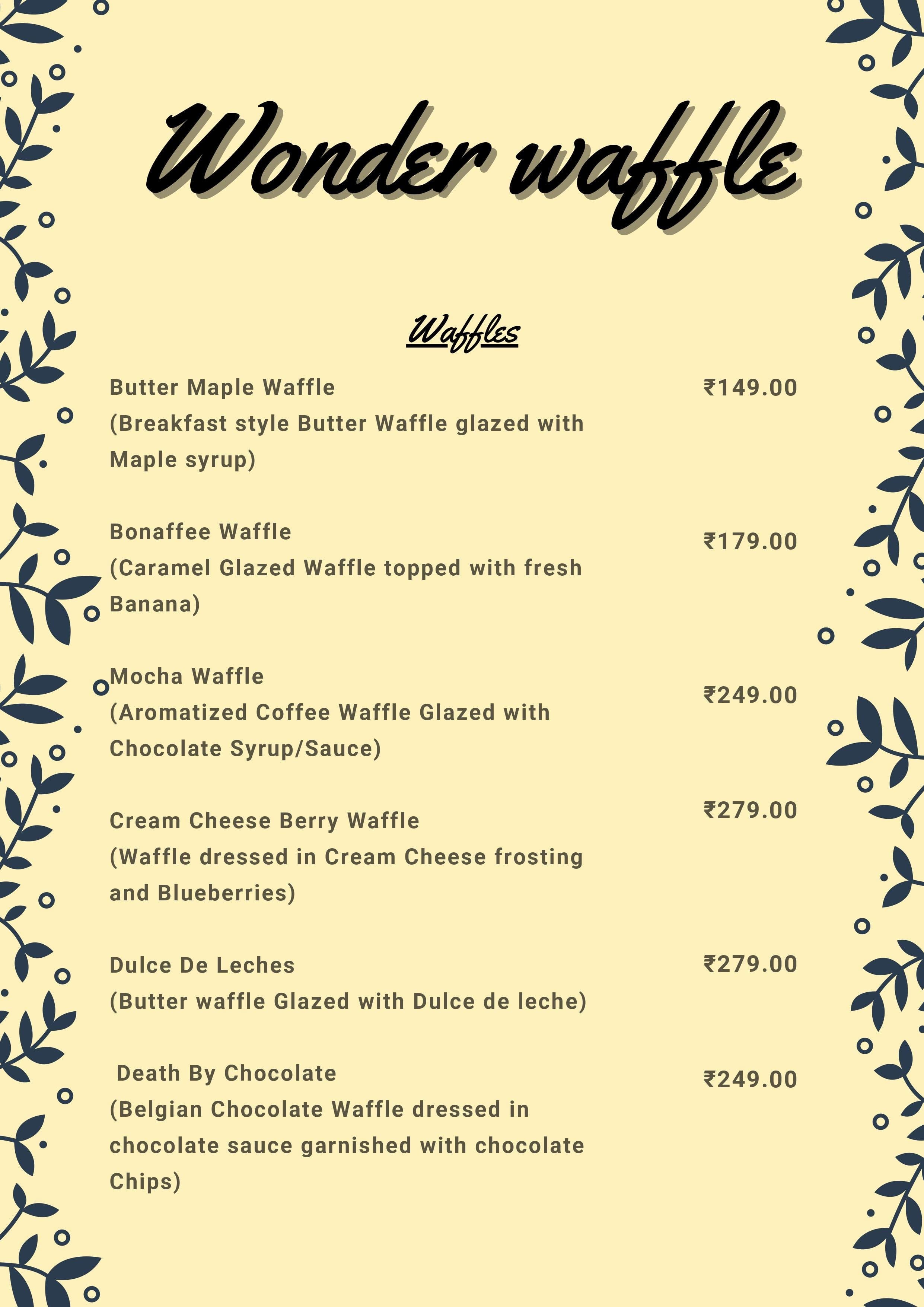 Menu of Wonder Waffle, Marol, Mumbai