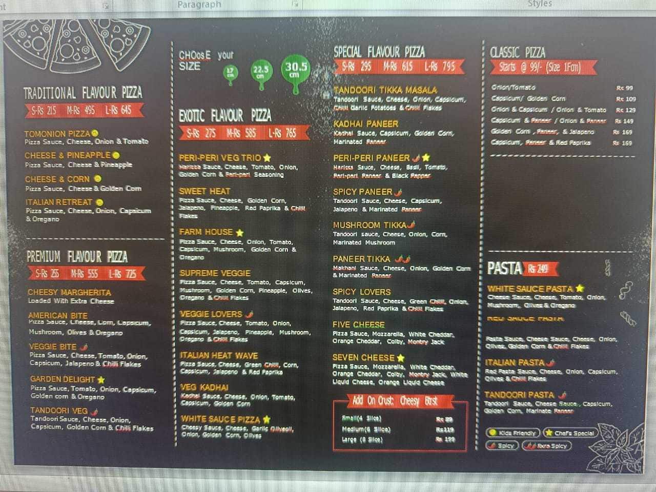 Menu of Midtown Pizza, Mani Nagar, Ahmedabad