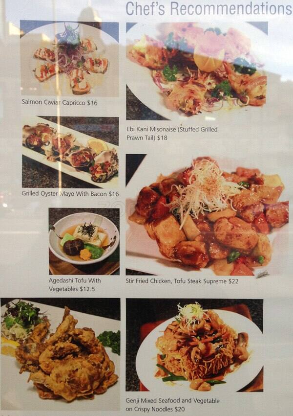 Menu at GENJI Japanese Restaurant, Auckland
