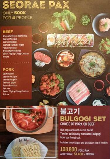 Menu at Seorae Korean Grill restaurant, South Tangerang, Flavor Bliss ...
