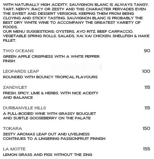 Menu at Baobab Cafe & Grill, Pretoria, Menlyn Shopping Centre