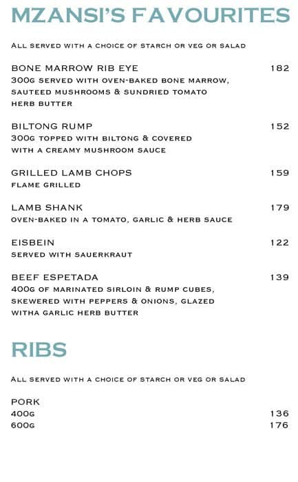 Menu at Baobab Cafe & Grill, Pretoria, Menlyn Shopping Centre