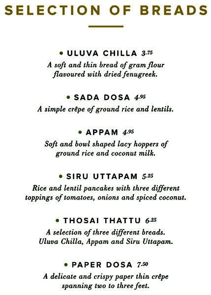 Menu at Dakhin restaurant, Glasgow