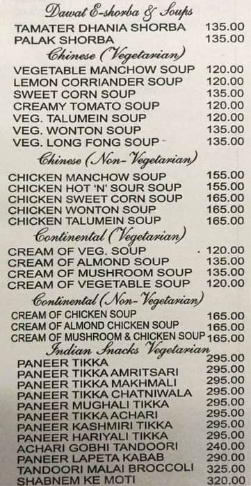 Menu of Silver Leaf Restaurant, Model Town, Ludhiana