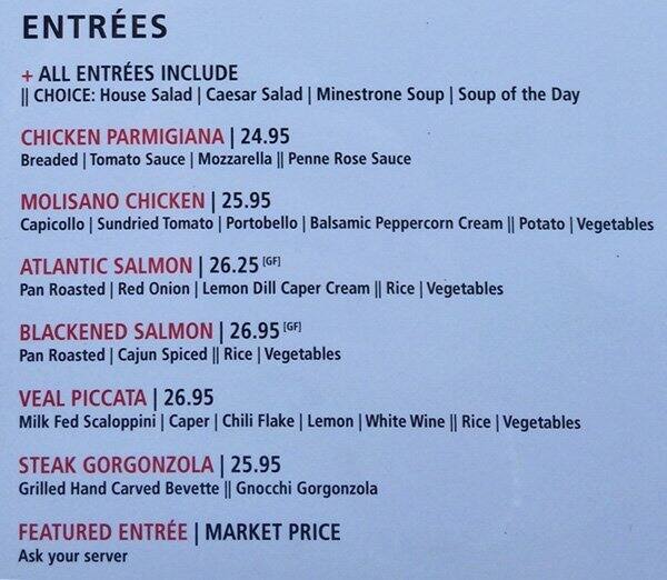 Menu at Johnny Farina pizzeria, Ottawa