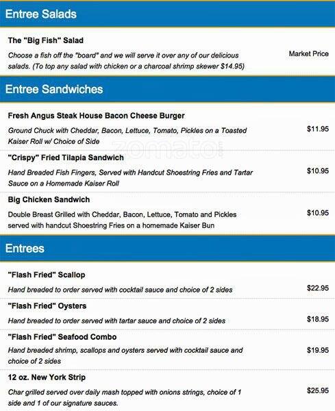 Menu at Big Fish Grill Glen Mills restaurant, Glen Mills