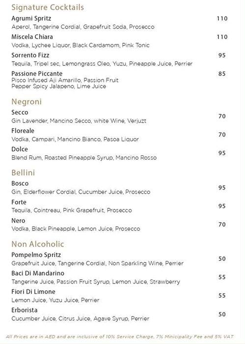 Menu of Duomo - The Dubai EDITION, Downtown Dubai, Dubai